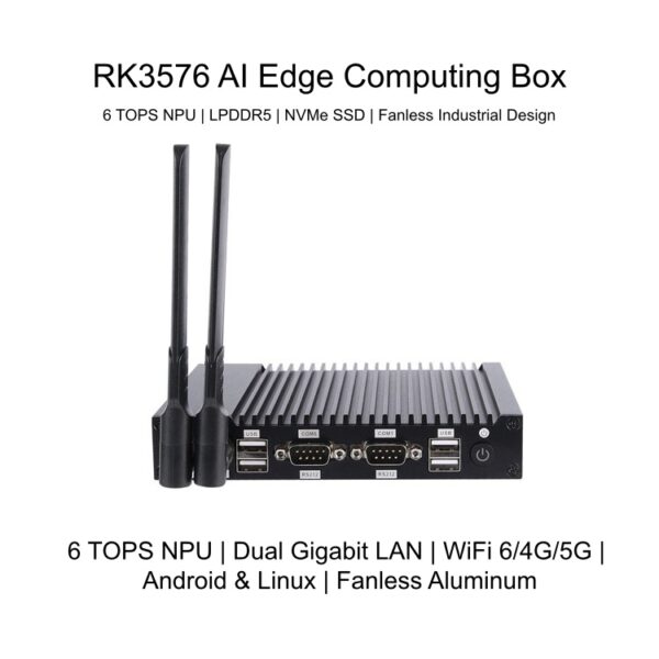 RK3576 AI Edge Computing Box | 6 TOPS NPU, LPDDR5, NVMe SSD